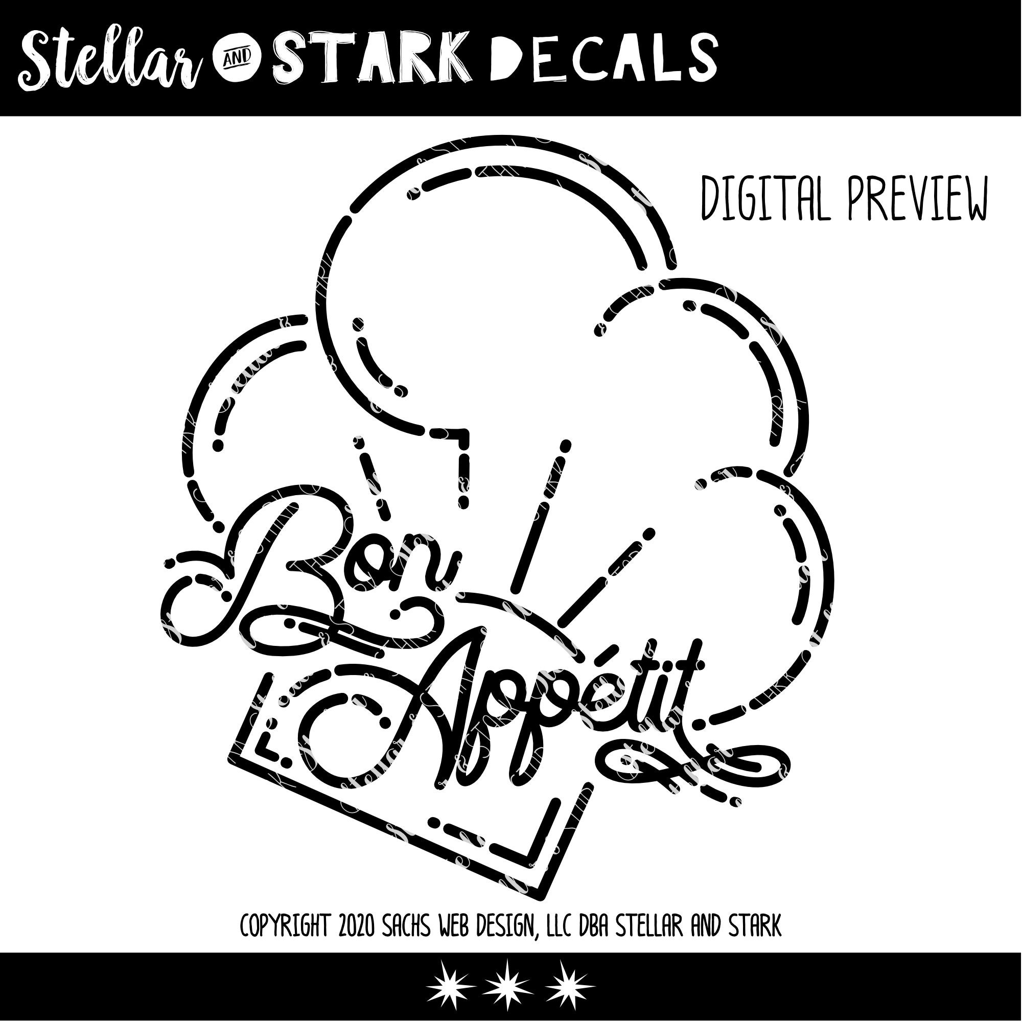 Bon Appetit Chef Hat Decal Bon Appetit Chef Hat Sticker | Etsy