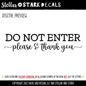 Do Not Enter Please & Thank You Decal - Do Not Enter Sticker - Do Not ...