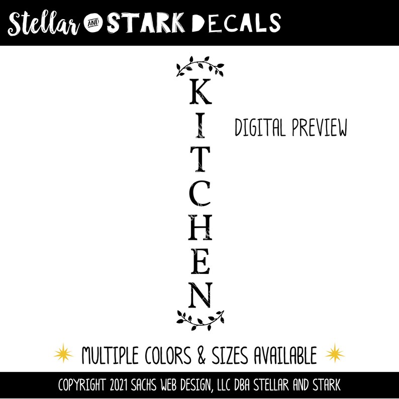 Vertical Kitchen Curved Leaves Decal - Vertical Kitchen Sticker ...
