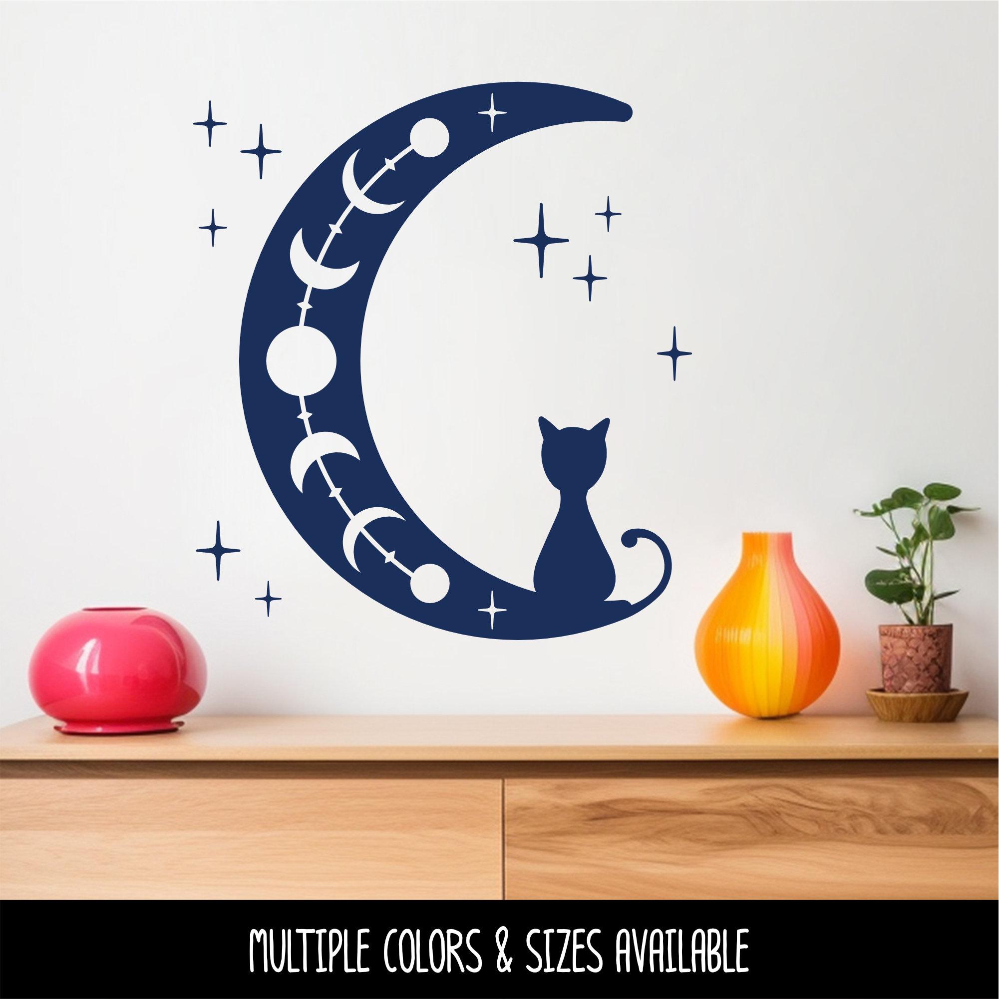 Moon Phases Cat Decal, Cat Moon Phases Sticker, Moon Decal, Moon ...