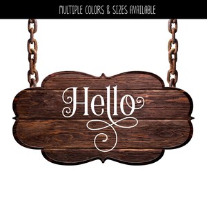 Ornamental Hello Vinyl Decal - Hello Vinyl Sticker - Hello Door Decal ...