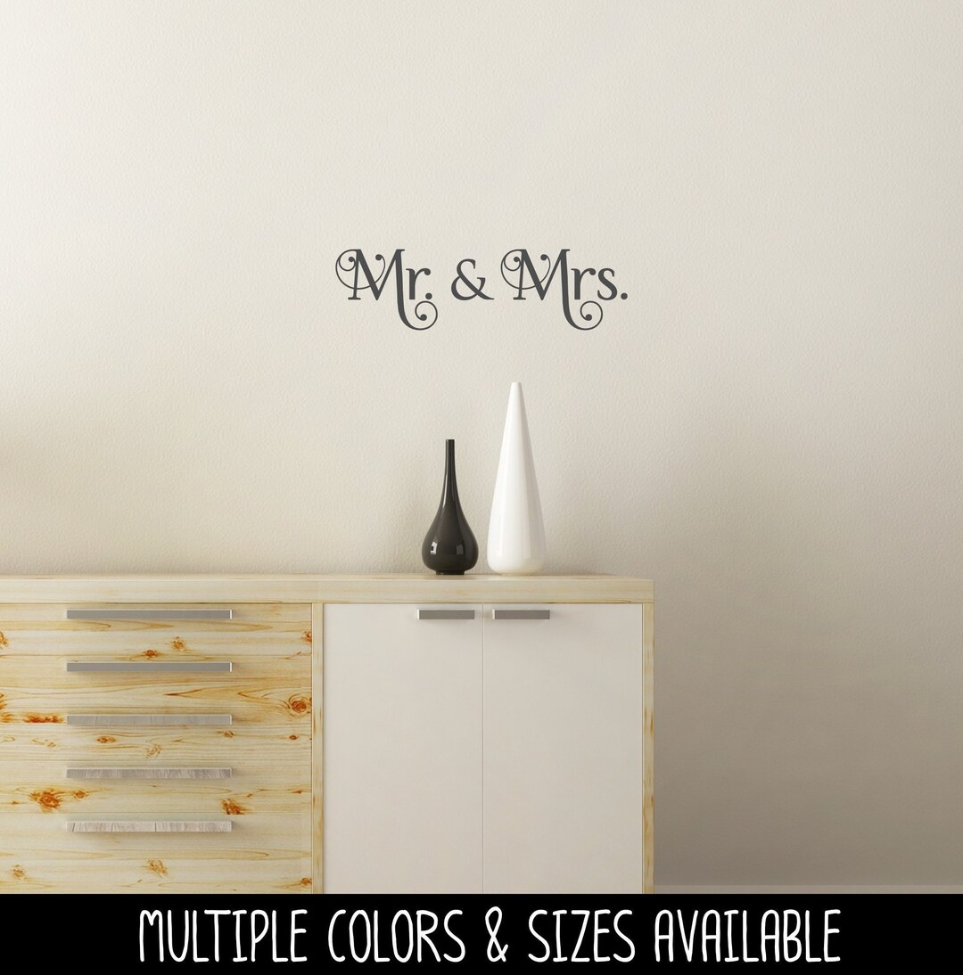 Scrolling Mr. & Mrs. Vinyl Decal - Mr. and Mrs. Sticker - Wedding Decal ...