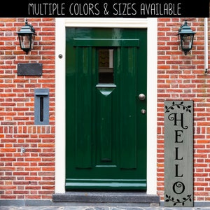 Vertical Hello Curved Leaves Vinyl Decal - Vertical Hello Vinyl Sticker ...