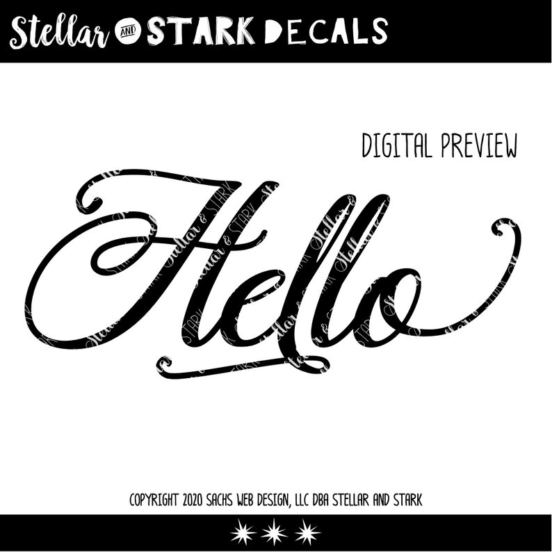 Antique Script Hello Vinyl Decal Script Hello Vinyl Sticker - Etsy