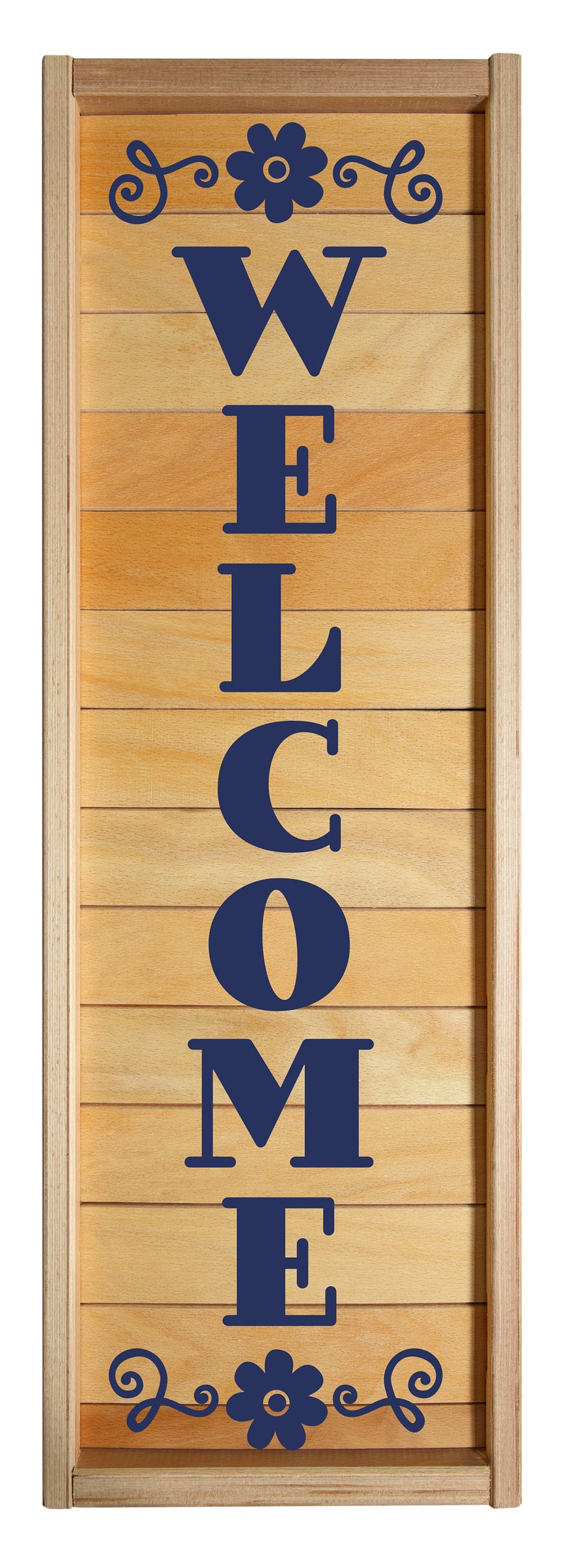 Vertical Welcome Flower Swirls Vinyl Decal Vertical Welcome - Etsy