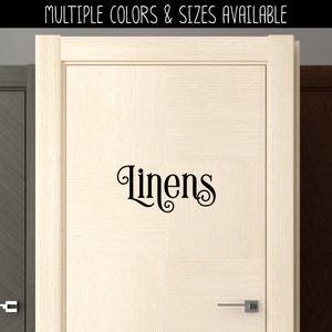 Linens Decal Linens Sticker Linens Closet Door Label Linens Closet Door ...