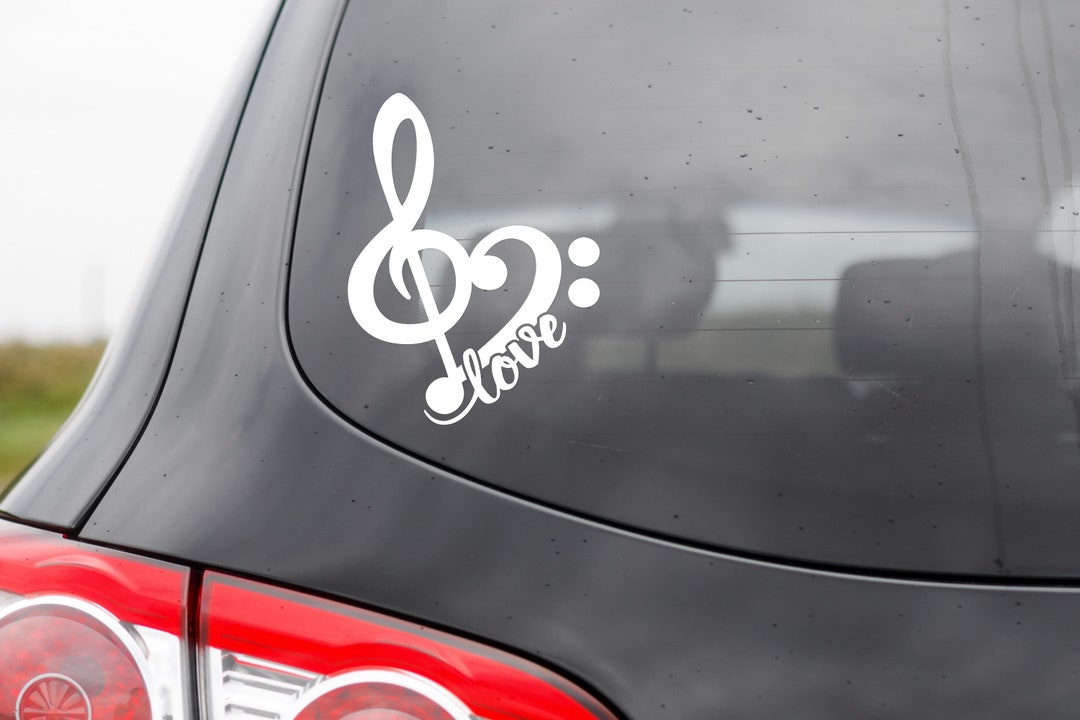 Treble Bass Clef Heart Vinyl Decal - Music Decal - Music Car Decal ...