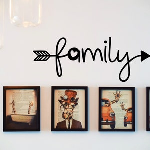 Family Heart Arrow Vinyl Decal family Wall Sticker Family - Etsy