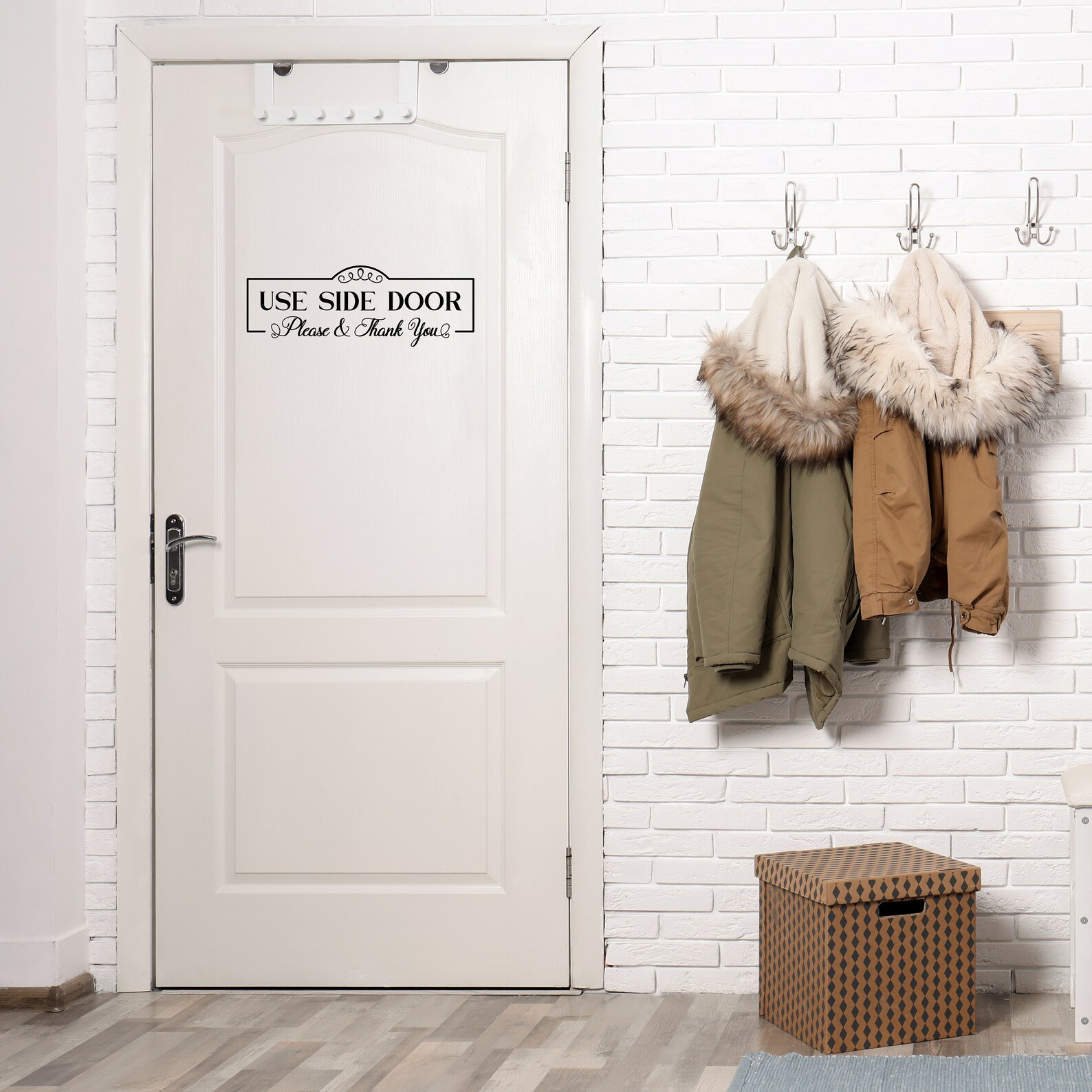 Antique Script Use Side Door Please & Thank You Vinyl Decal -use Side ...