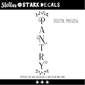 Vertical Pantry Curved Leaves Decal - Kitchen Pantry Sticker - Food ...