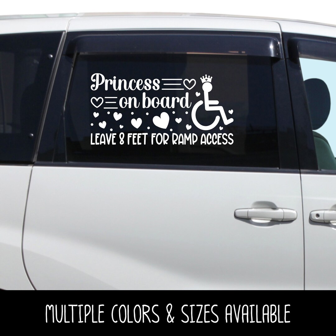 Princess on Board Handicap Wheelchair Ramp Access Decal, Disabled Car ...
