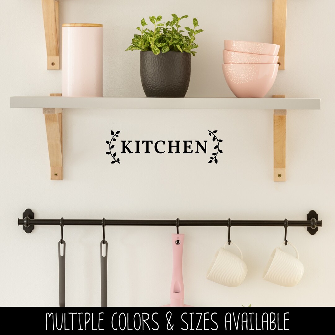 Kitchen With Curved Leaves Decal - Kitchen Sticker - Kitchen Wall Decal ...