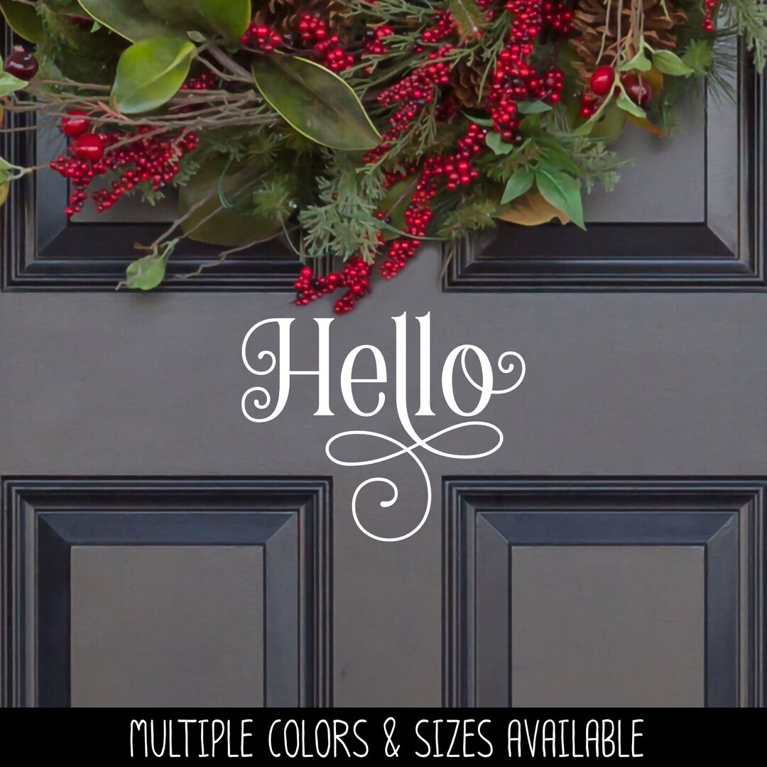Ornamental Hello Vinyl Decal - Hello Vinyl Sticker - Hello Door Decal ...