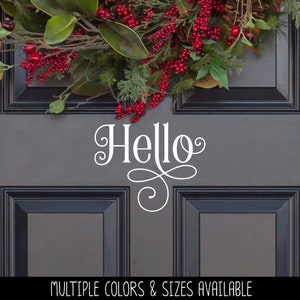 Ornamental Hello Vinyl Decal - Hello Vinyl Sticker - Hello Door Decal ...