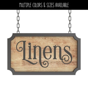 Linens Decal Linens Sticker Linens Closet Door Label Linens Closet Door ...