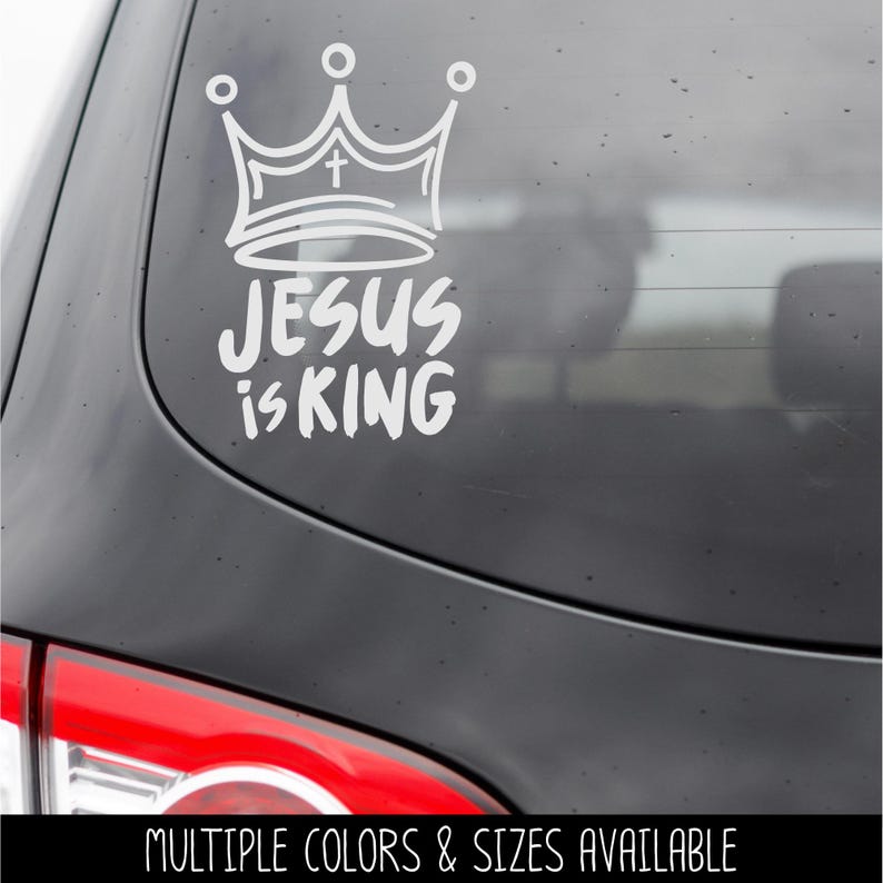 Jesus is King Vinyl Decal Sticker - Christian Wall Art - Crown Sticker ...