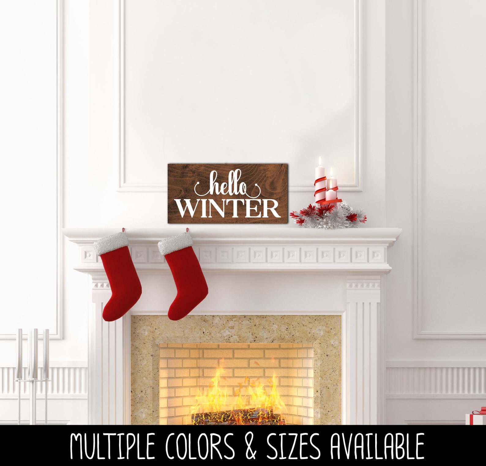 Hello Winter Cursive Stacked Vinyl Decal - Hello Winter Vinyl Sticker ...