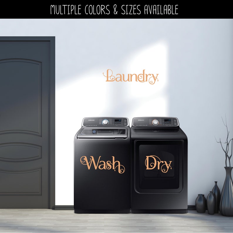 Scrolling Wash and Dry Vinyl Decal Set - Wash Dry Sticker - Washer and ...