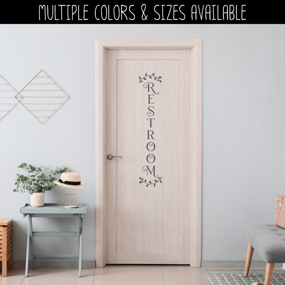 Vertical Curved Leaves Restroom Decal - Restroom Sticker - Restroom ...