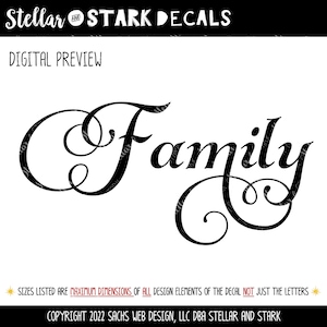 Cursive Family Heart Vinyl Decal -family Wall Sticker - Family Sticker ...