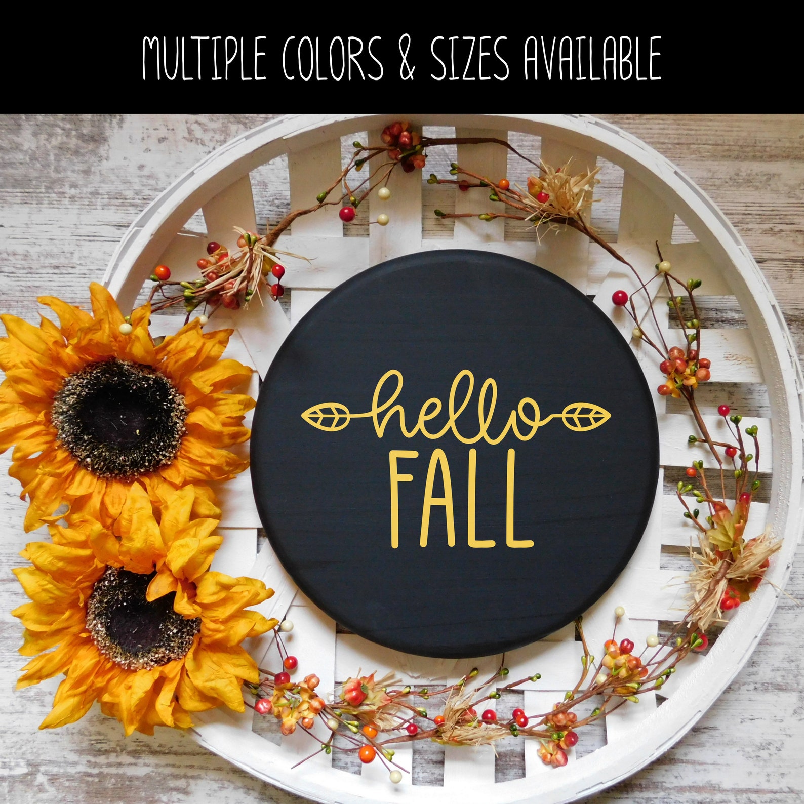 Hello Fall with Leaves Vinyl Decal Hello Fall with Leaves | Etsy