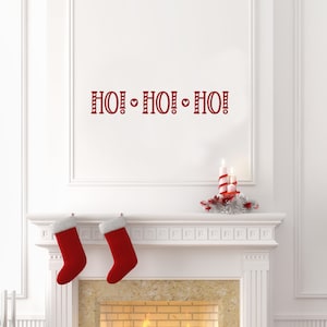 Striped Ho Ho Ho Christmas Heart Vinyl Decal - Ho Ho Ho Vinyl Sticker ...