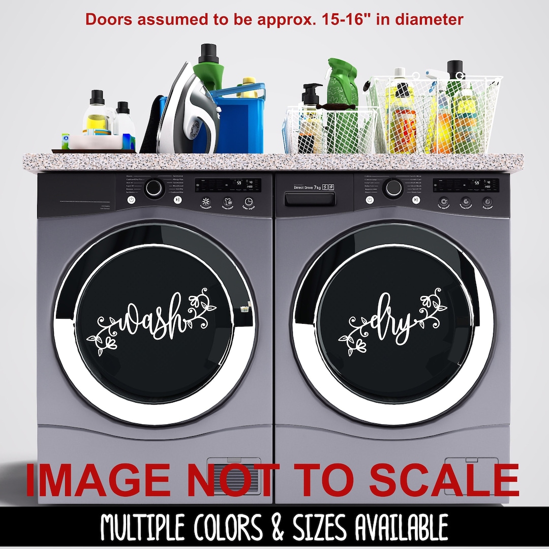 Floral Wash and Dry Vinyl Decal Set - Wash Dry Sticker - Washer and ...