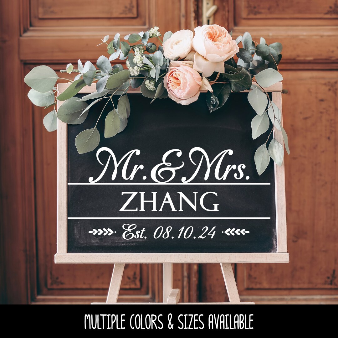Customizable Mr. & Mrs. Name and Year Decal, Custom Mr. and Mrs. Decal ...