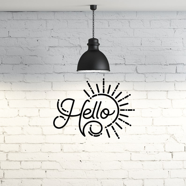 Hello Sun Vinyl Decal Hello Vinyl Sticker Hello Door Decal | Etsy