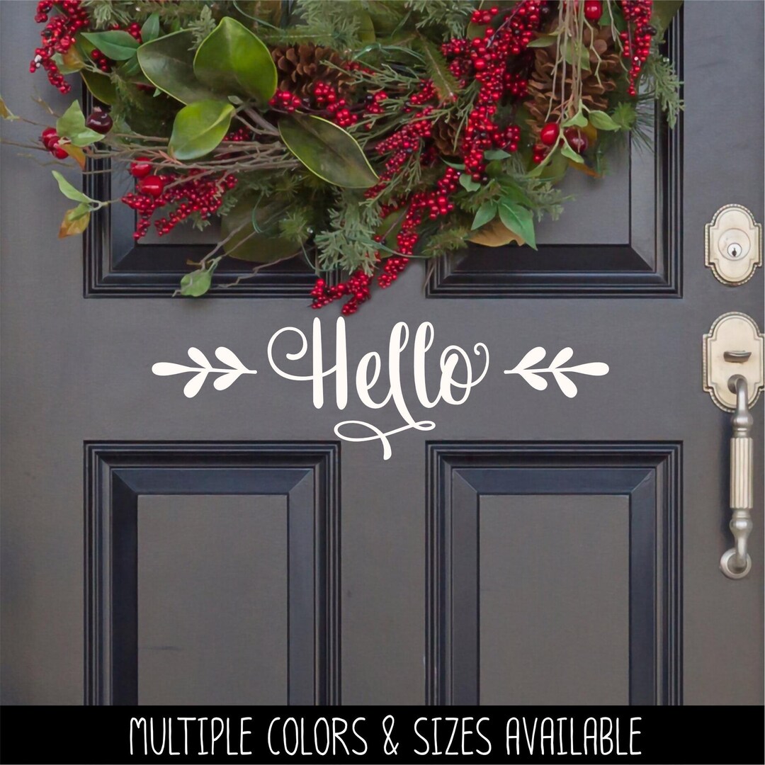 Floral Hello Vinyl Decal Hello Vinyl Sticker Hello Door Decal Hello Car ...