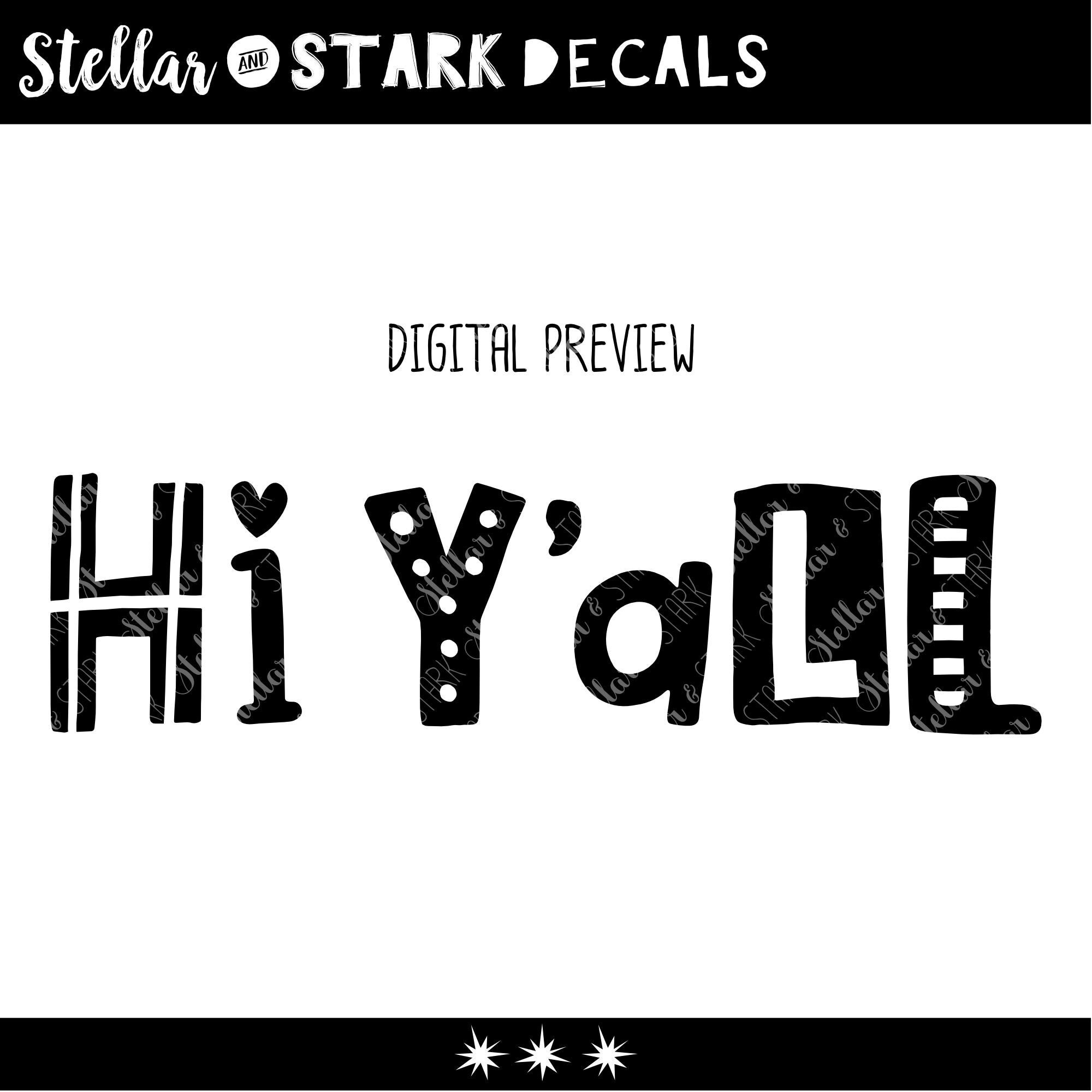 Unique Hi Y'all Vinyl Door Decal - Unique Hi Y'all Front Door Sticker ...