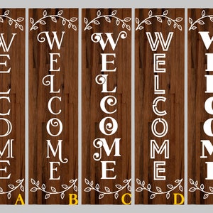 Floral Leaves Outline Vertical Welcome Vinyl Decal - Leaves Vertical ...