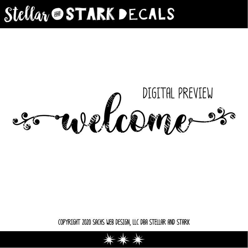 Scroll Vine Welcome Vinyl Decal - Welcome Vinyl Sticker - Welcome Door ...