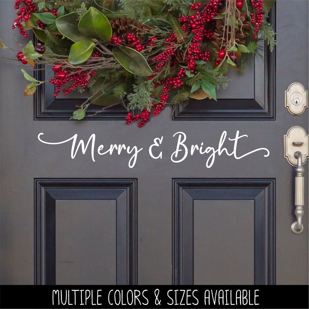 Cursive Merry & Bright Decal - Cursive Merry and Bright Sticker - Merry ...