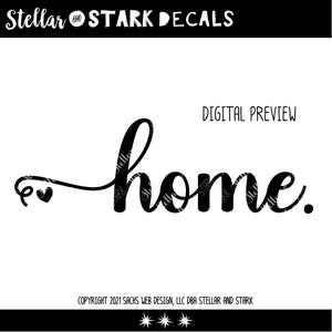 Home With Heart Vinyl Decal - Home Sticker - Home Door Decal - Home ...