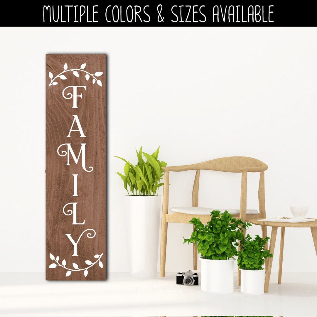 Vertical Family Curved Leaves Decal - Vertical Family Sticker ...