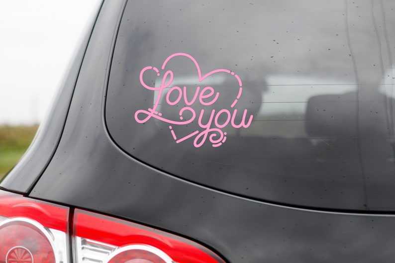 Love You Heart Vinyl Decal - Love You Car Decal - Love You Sticker ...