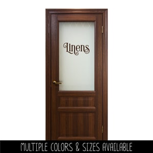 Linens Decal Linens Sticker Linens Closet Door Label Linens Closet Door ...
