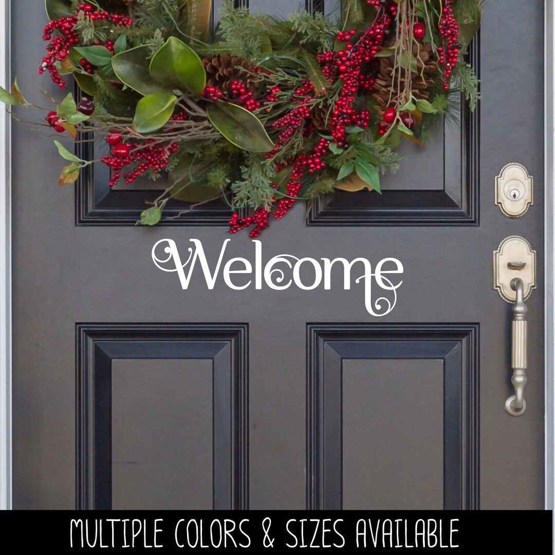 Scrolling Welcome Vinyl Decal - Welcome Vinyl Sticker - Welcome Door ...