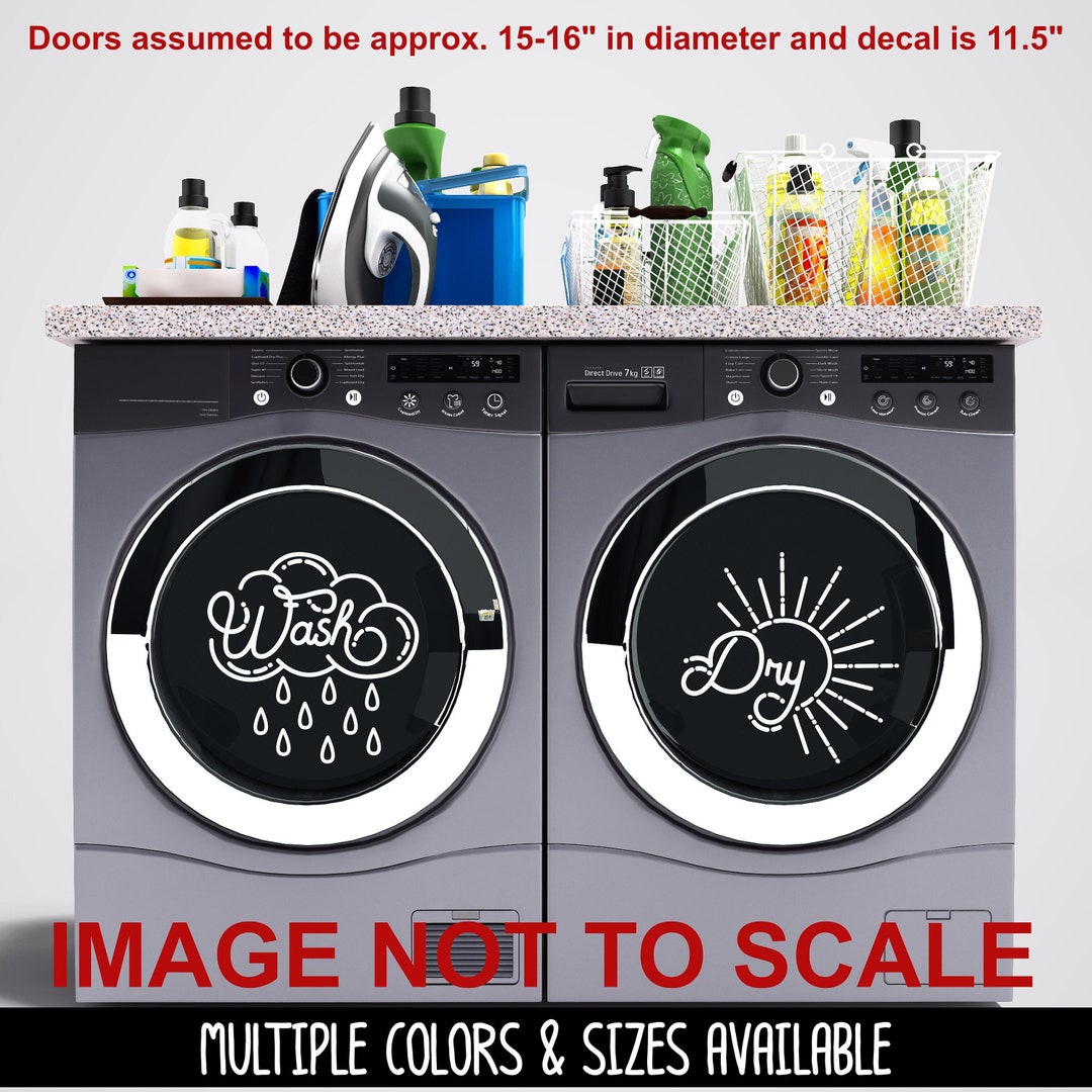 Wash Rain Cloud & Dry Sun Vinyl Decal Set - Washer and Dryer Vinyl ...