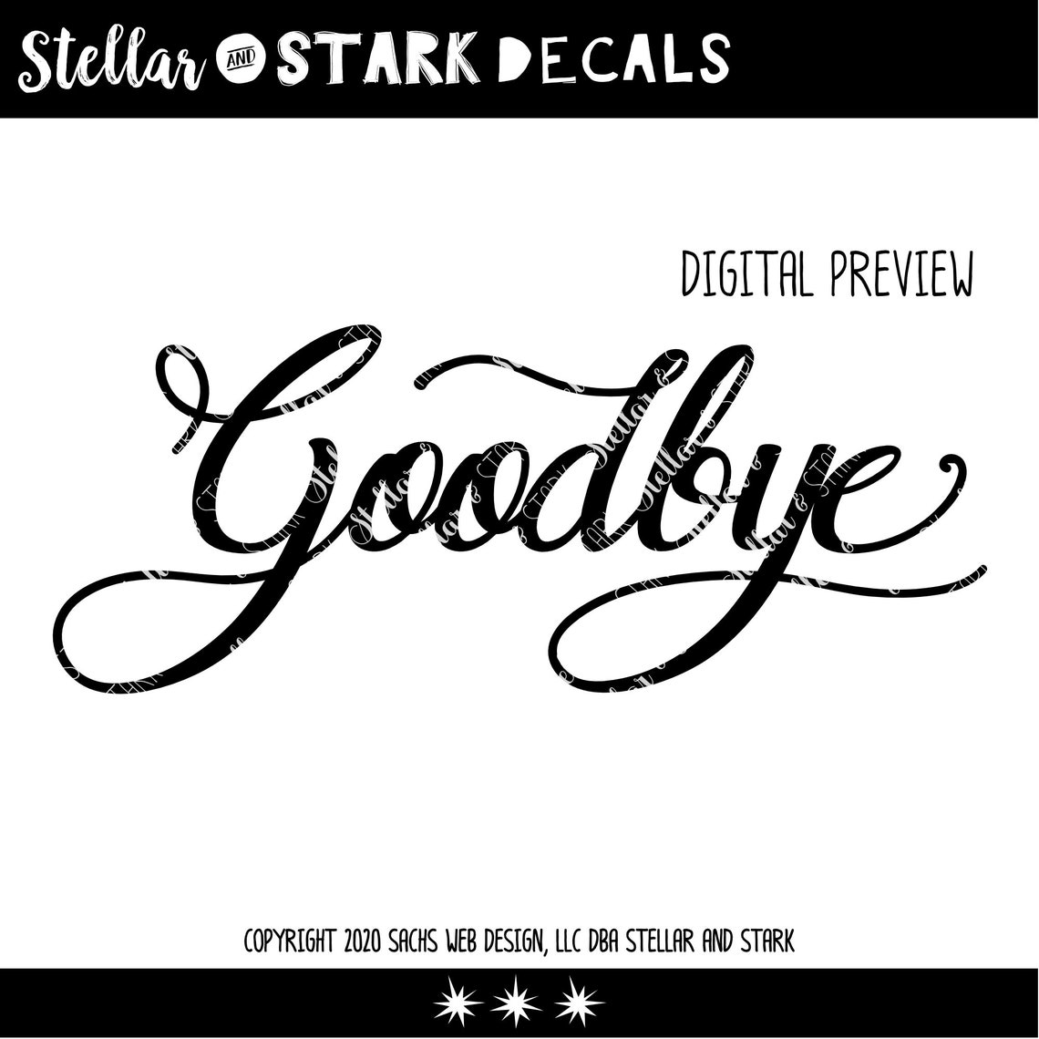 Antique Script Goodbye Decal Goodbye Sticker Goodbye Front | Etsy