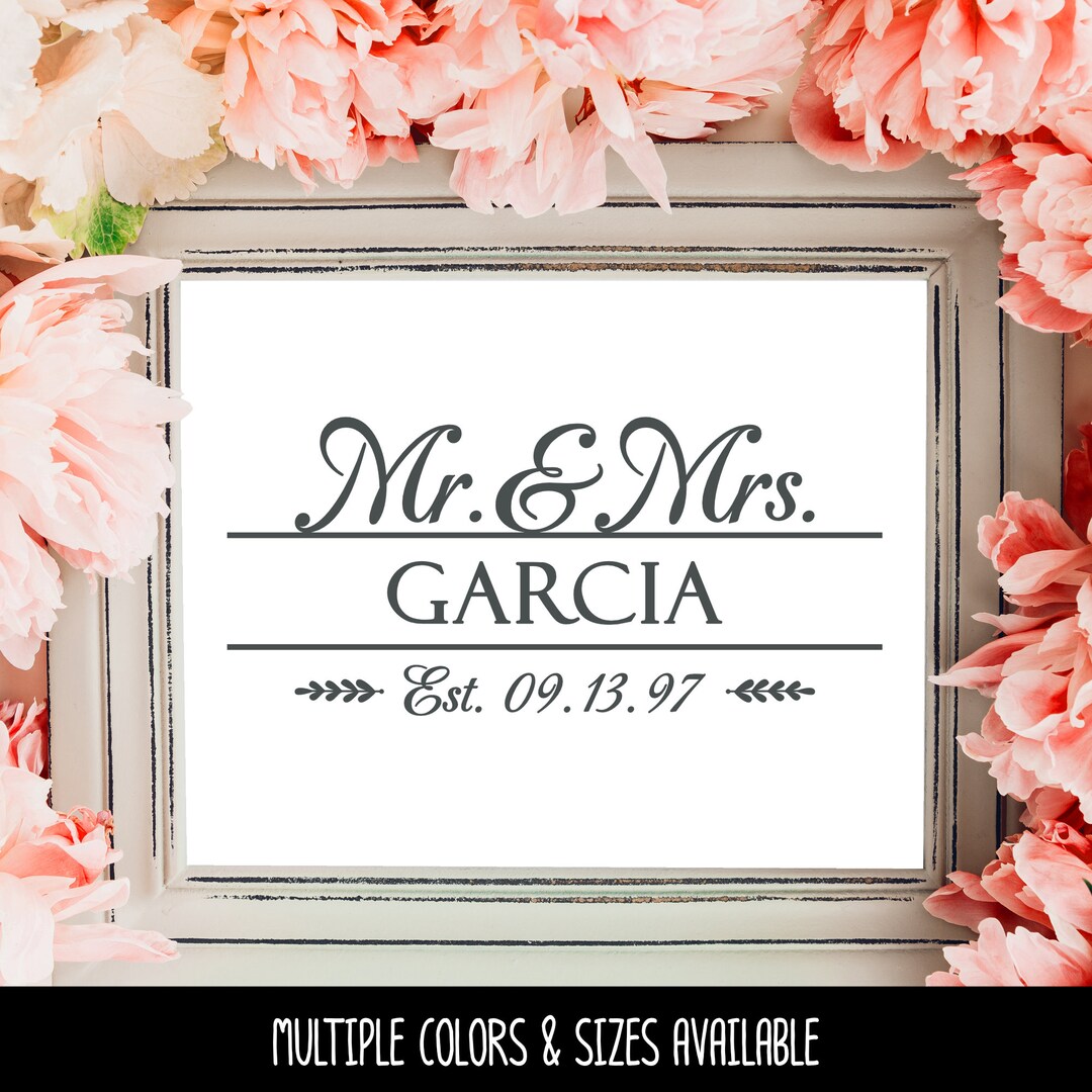 Customizable Mr. & Mrs. Name and Year Decal, Custom Mr. and Mrs. Decal ...