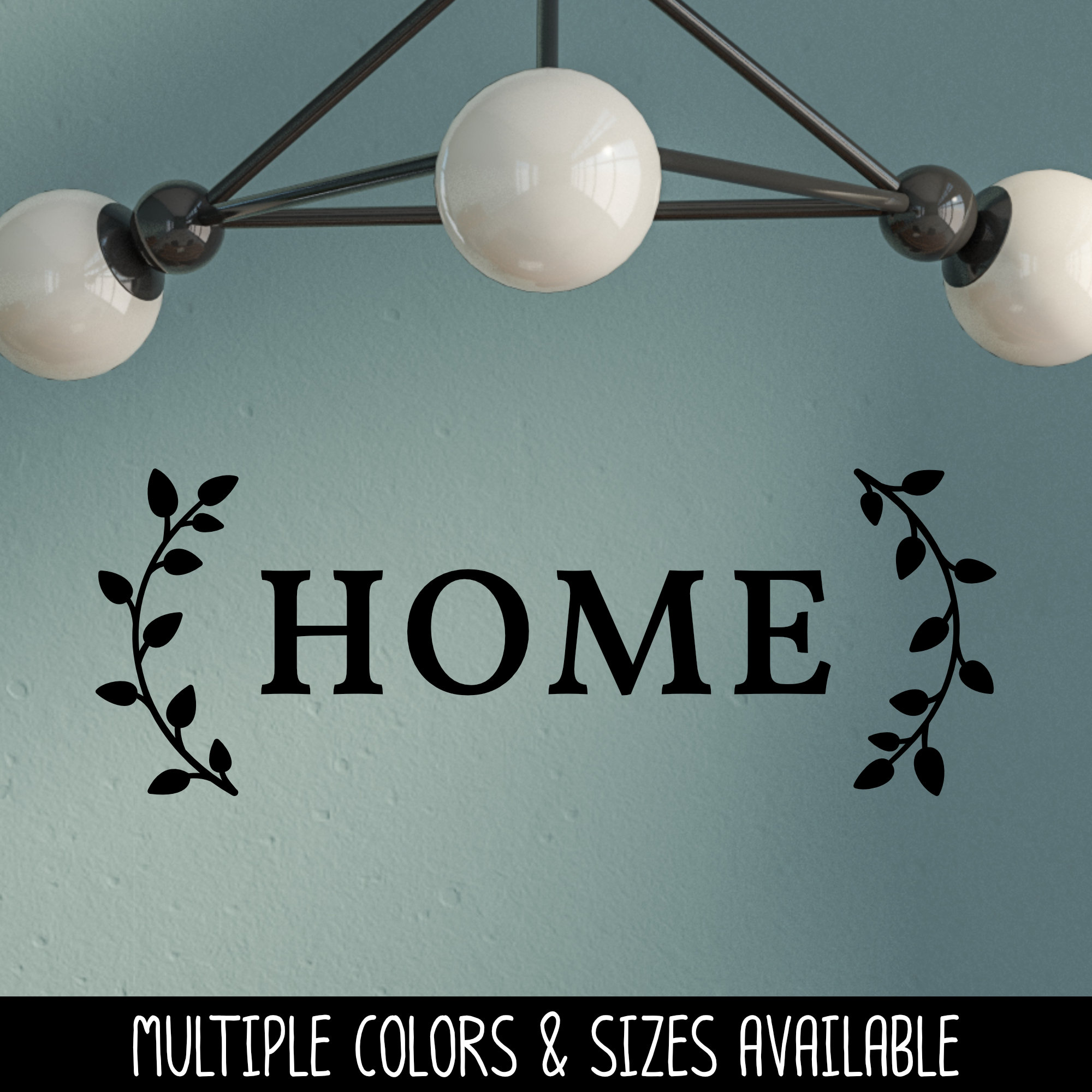 Home With Curved Leaves Vinyl Decal - Home Sticker - Home Door Decal ...