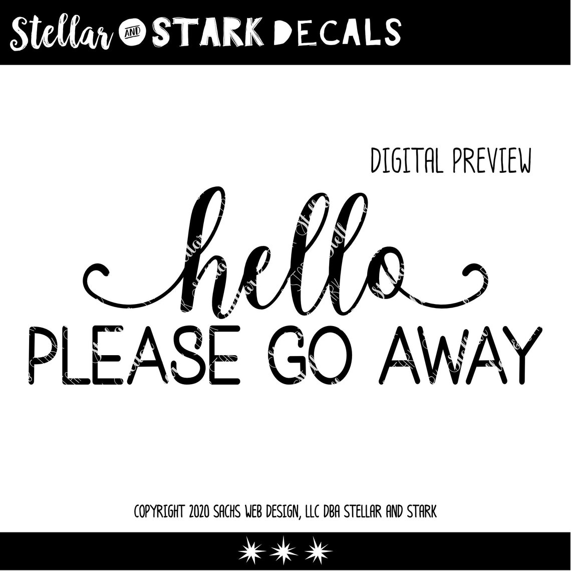 Hello Please Go Away Funny No Soliciting Decal - Funny Please Go Away ...