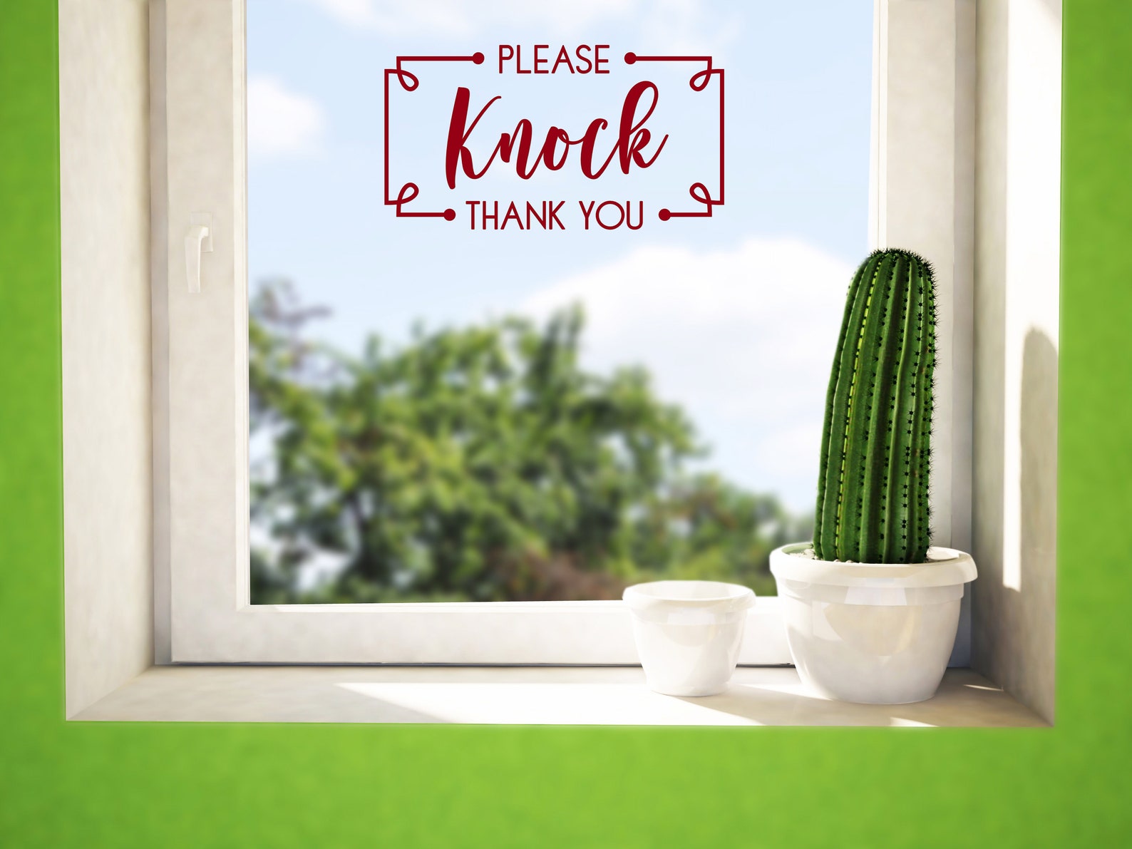 Framed Please Knock Vinyl Decal -please Knock Sticker -please Knock ...