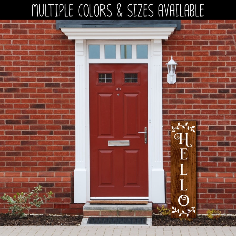 Vertical Hello Curved Leaves Vinyl Decal - Vertical Hello Vinyl Sticker ...