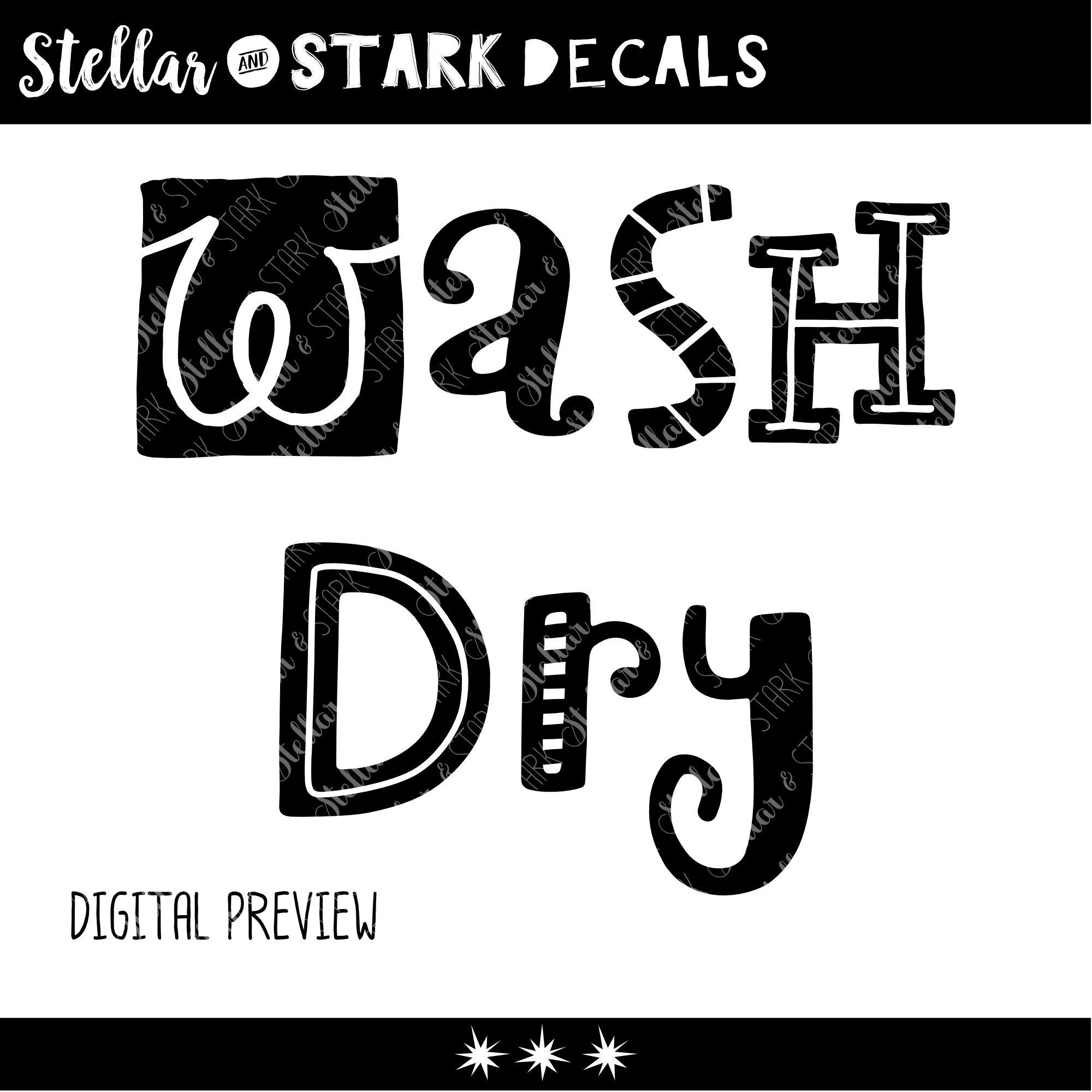 Wash & Dry Vinyl Decal - Washer and Dryer Vinyl Decal - Laundry Room ...