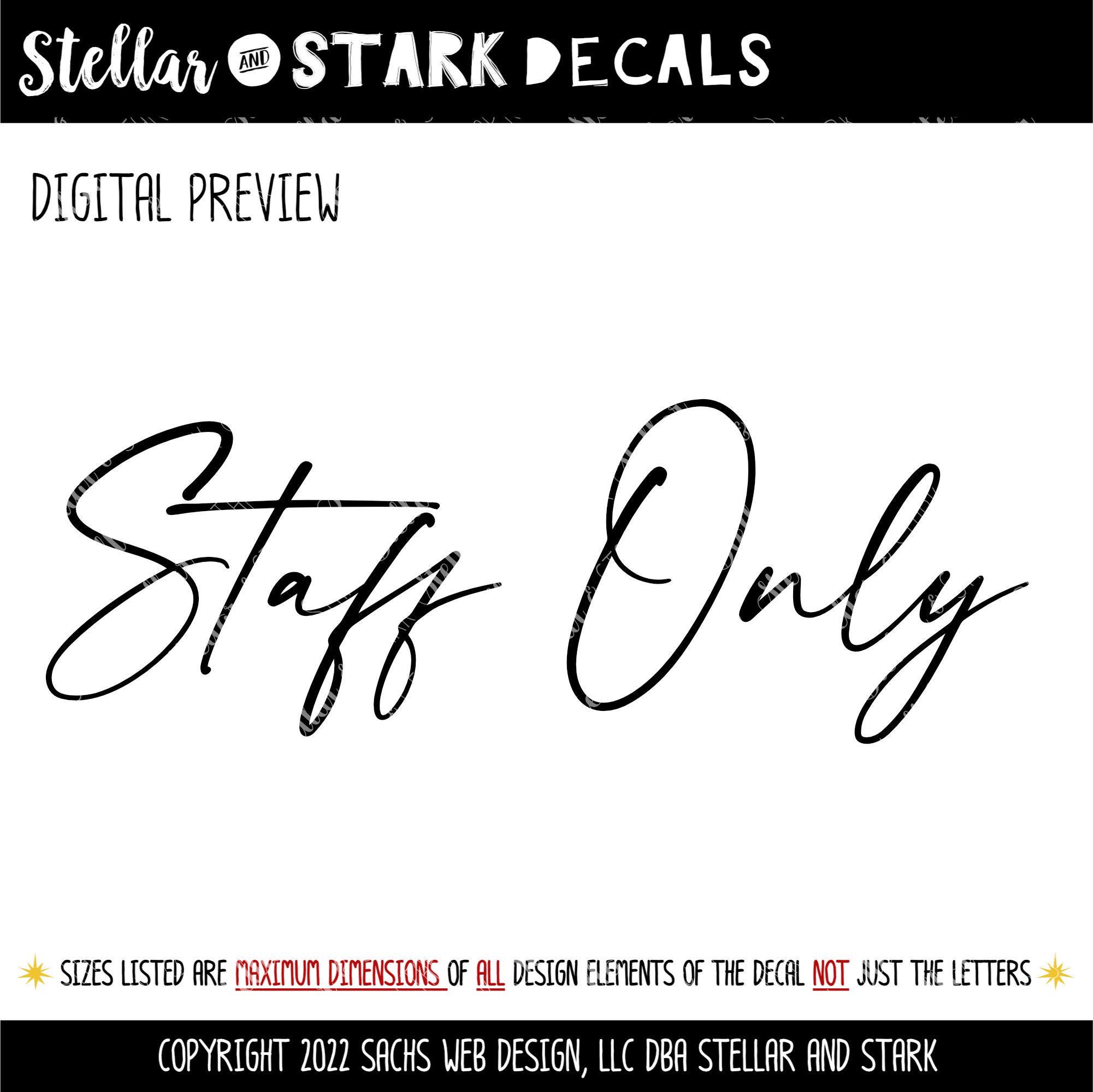 Modern Staff Only Vinyl Decal, Office Door Sign, Business Entrance ...
