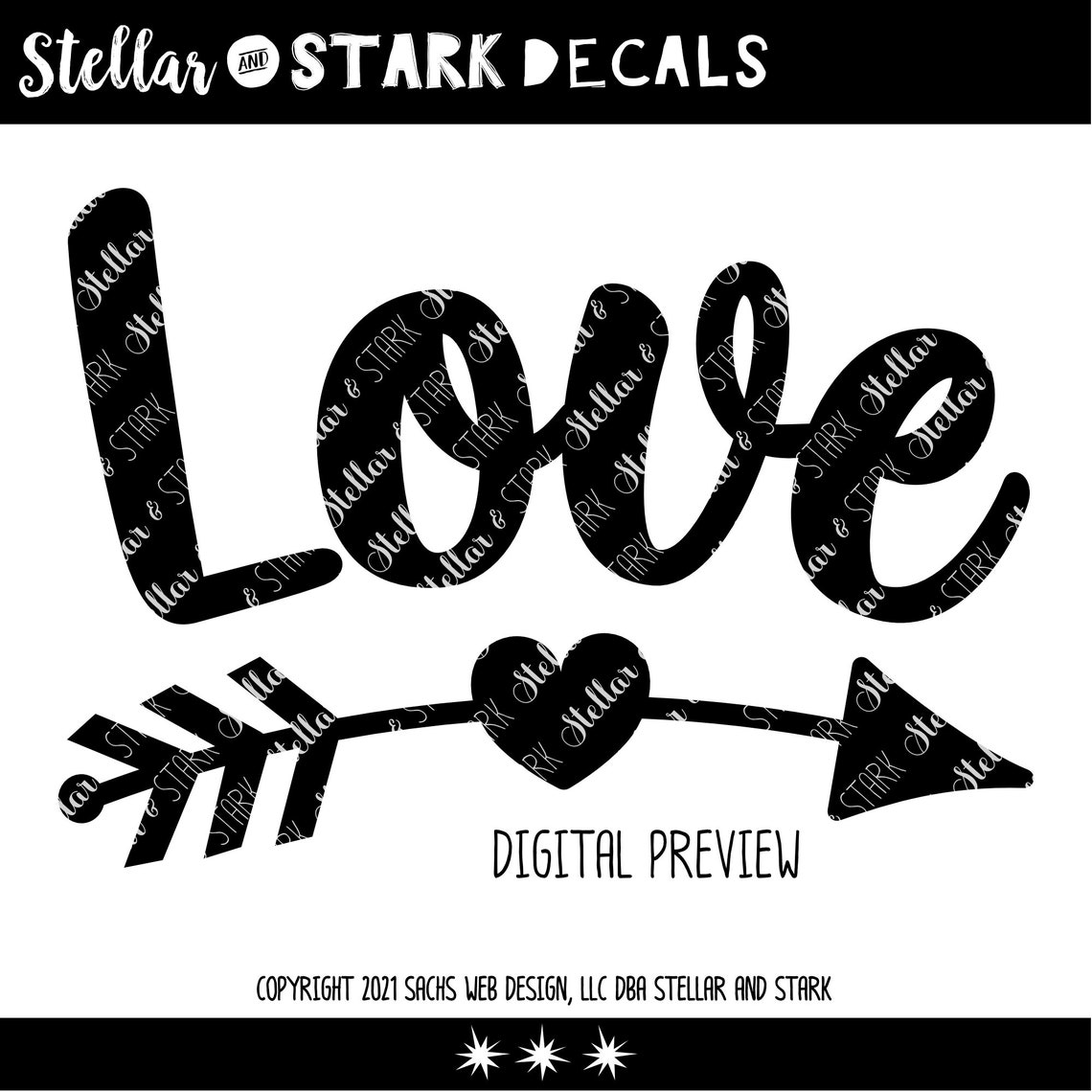 Curved Love Arrow Decal - Love Car Decal - Love Sticker - Love Wall ...