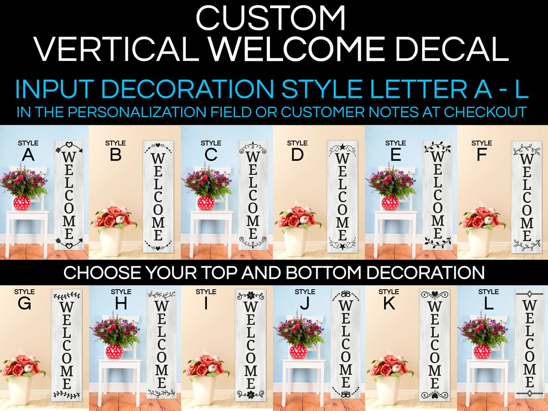 Custom Decoration Vertical Welcome Vinyl Decal - Custom Decoration ...